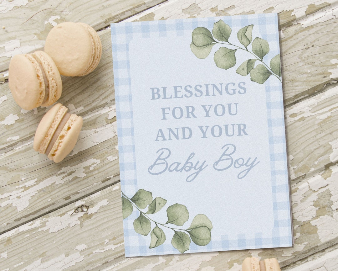 Blue Baby Boy Greeting Card Gift Idea for New Mom or Sip and See ...