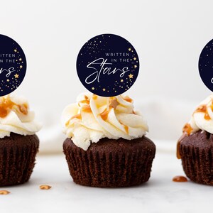 Written in the Stars Cupcake Toppers Celestial Engagement Party Bridal ...