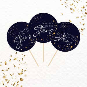 Written in the Stars Cupcake Toppers Celestial Engagement Party Bridal ...