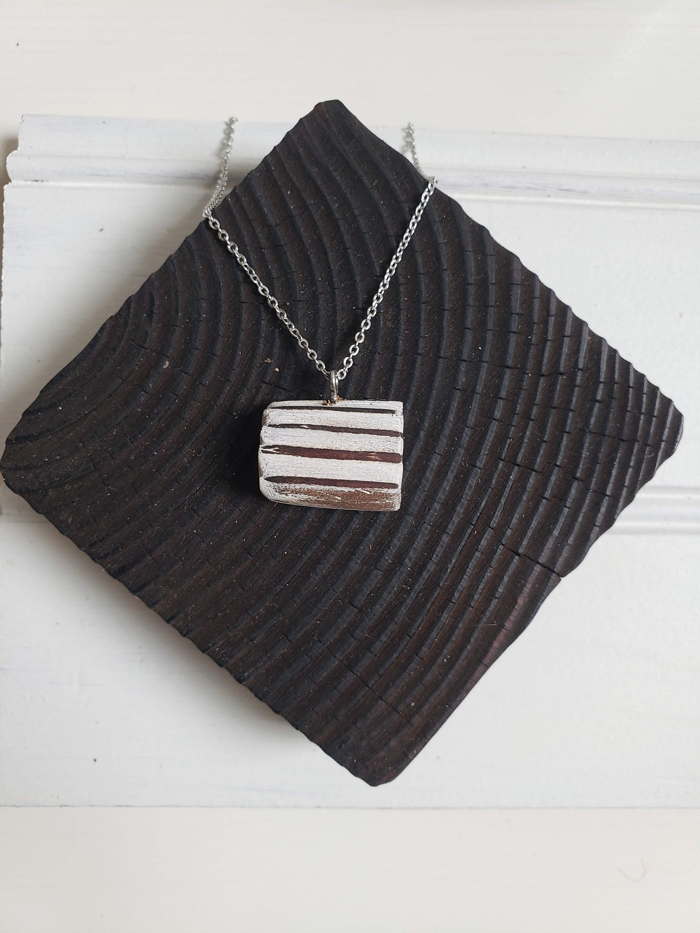 Hand Painted and Distressed Torched Wood Pendant With - Etsy
