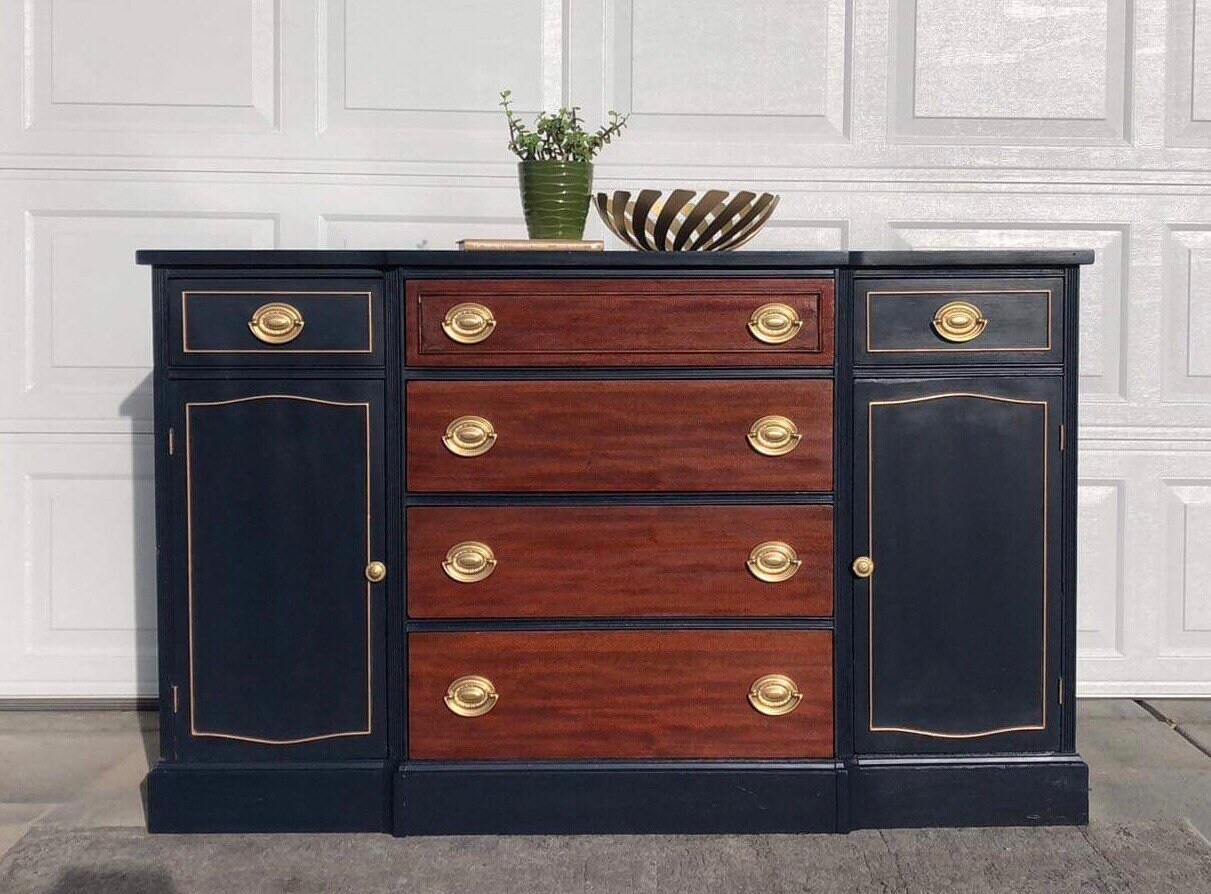 Navy Blue Buffet Sideboard Hutch China Hutch Buffett Hutch Dining Hutch ...