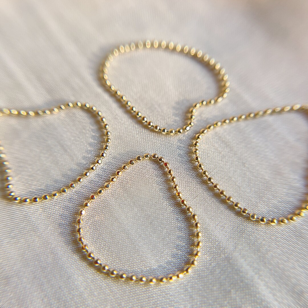 Minimalistic 14k Tiny Gold ball Ring | Ball Beaded Soft Chain Ring ...