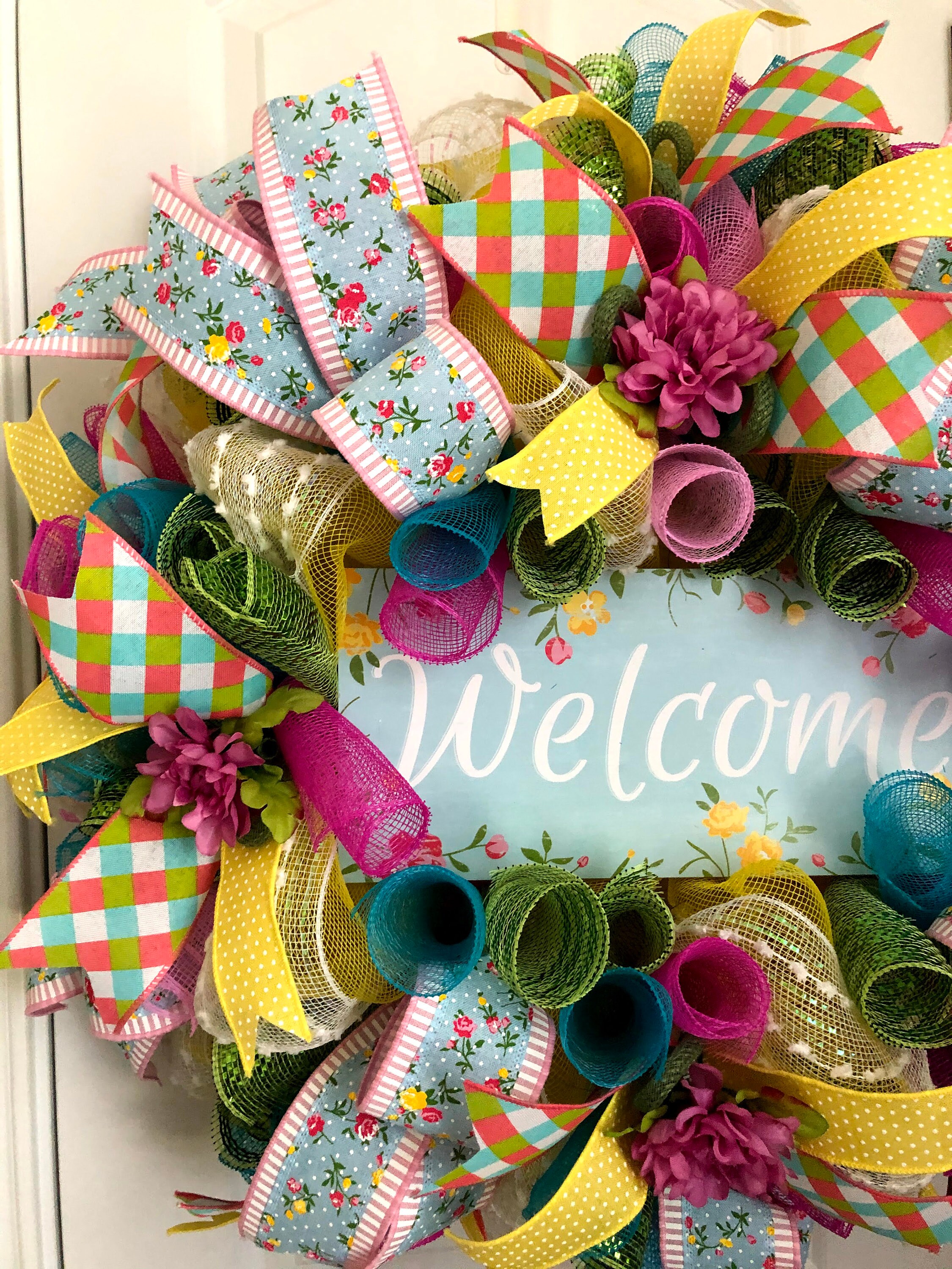 Spring Floral Welcome Wreath Summer Welcome Wreath - Etsy.de