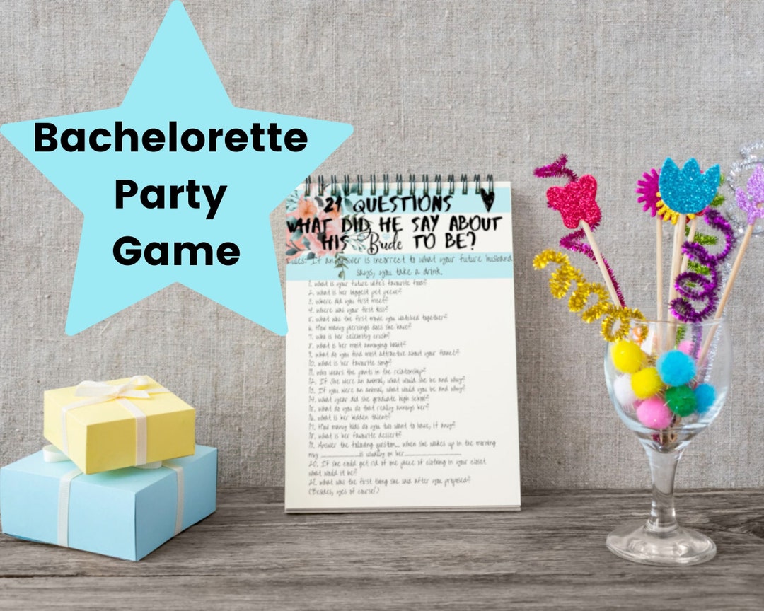 21 Questions Bachelorette Party Game - Bridal Shower (PDF Download) - Etsy