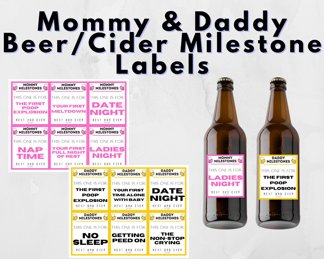 Mommy Daddy Milestone Beer Labels, New Parent Gift (digital Download ...