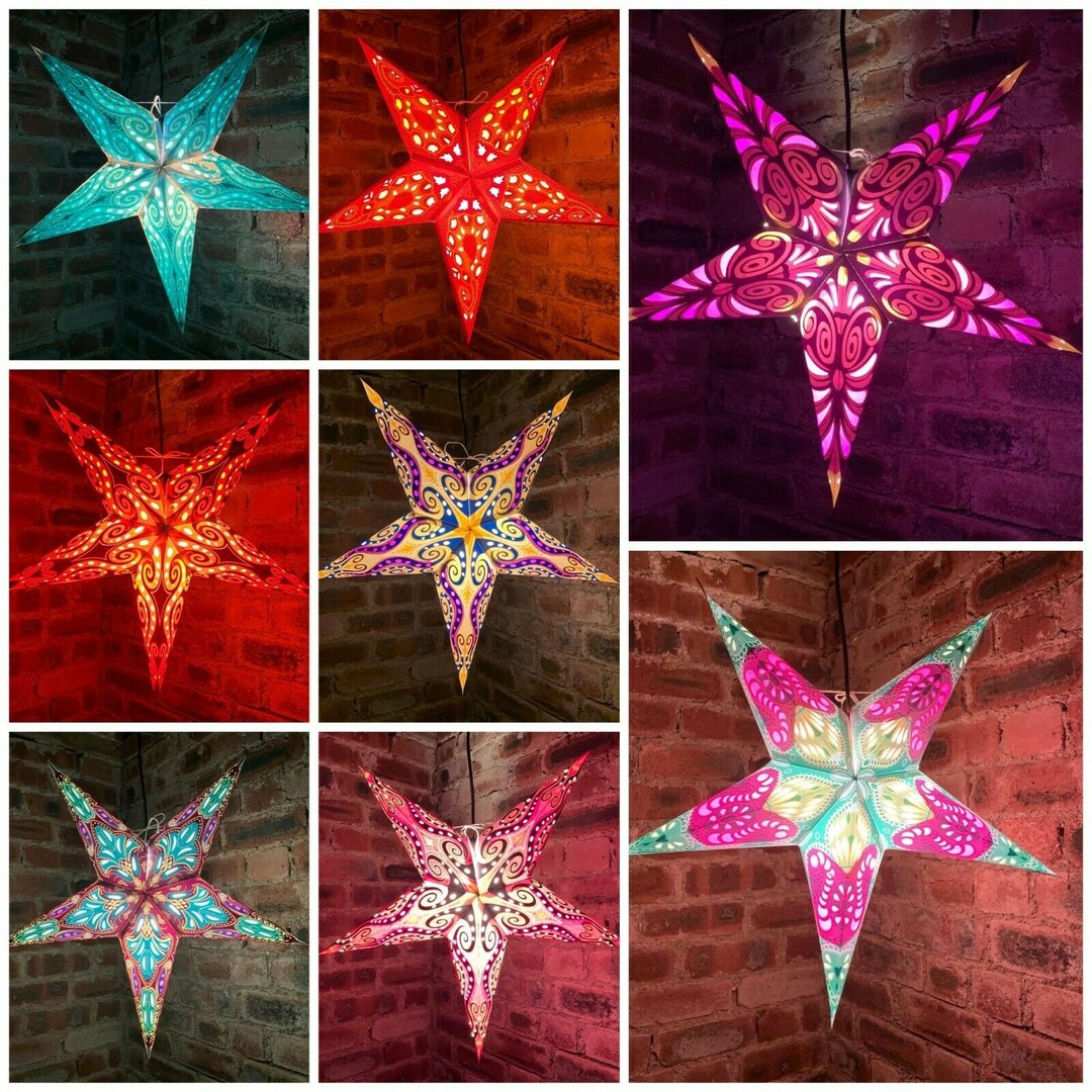 Star Paper Light Shade Lantern Decoraci n Navide a Indian Etsy Espa a