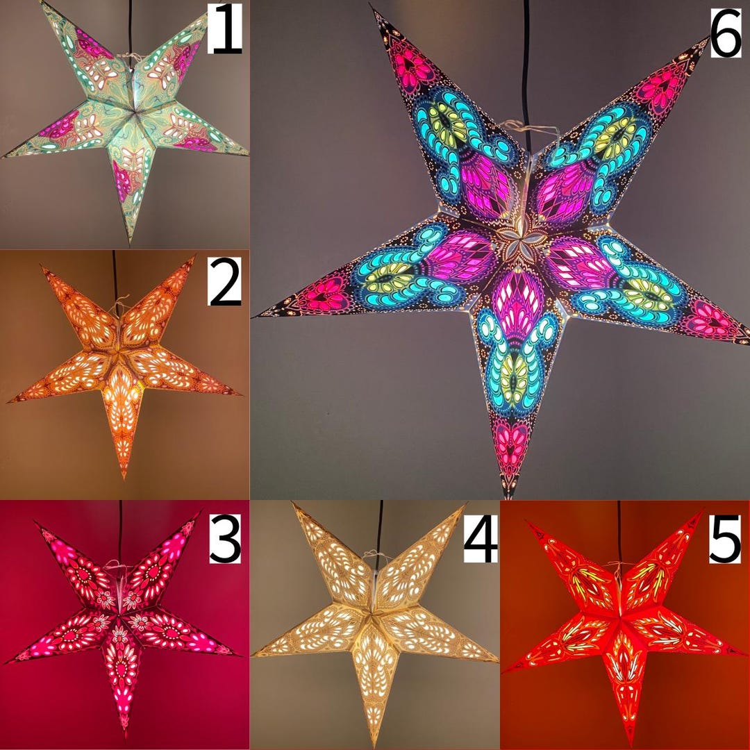 Star Paper Light Shade Lantern Christmas Decoration Indian Boho Nomads ...