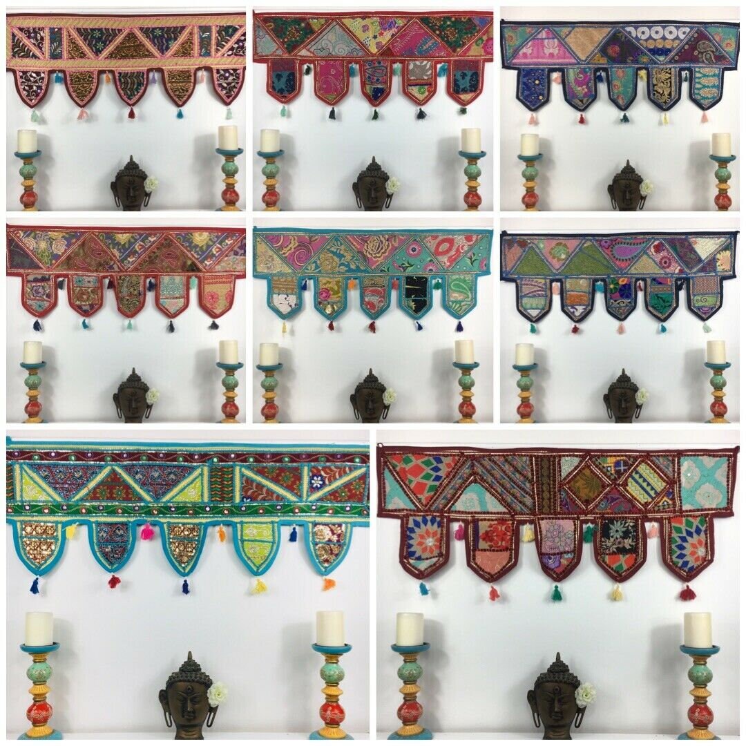 Indian Tapestry Door Wall Hanging Decor Mirror Toran Gypsy Boho Vintage ...