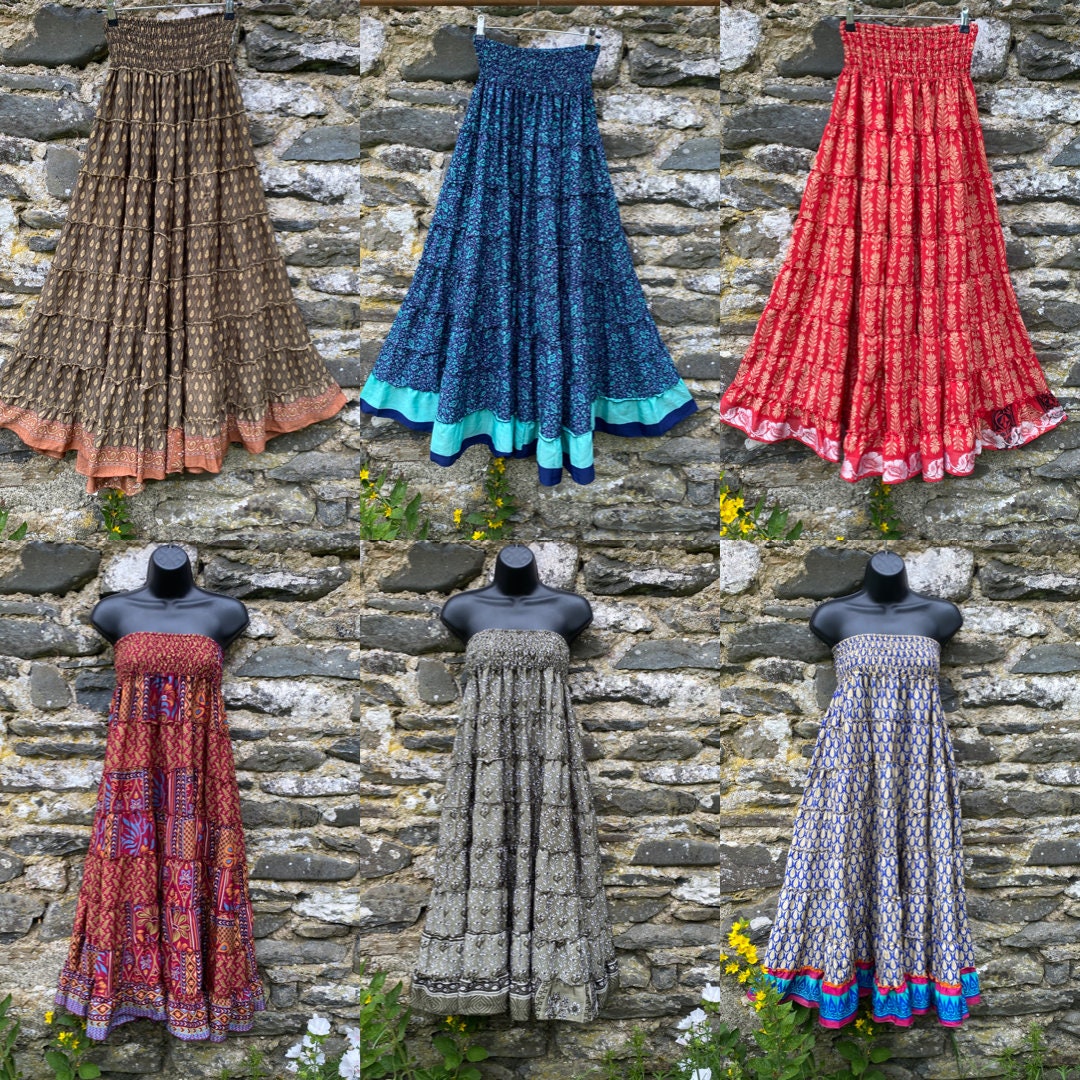 Recyled Silk Sari Patchwork Skirt/sundress - Festival Boho Hippie ...