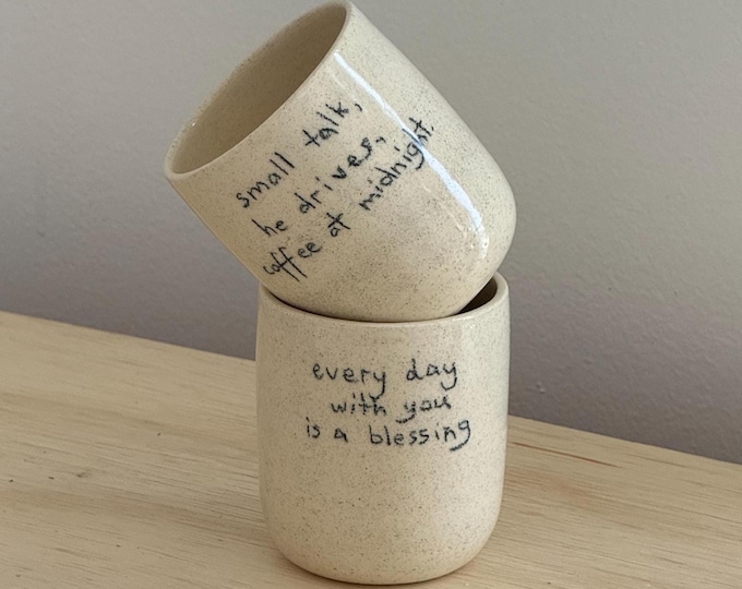 Handwritten Ceramic Mug, Personalized Pottery Cup, Custom Quote - Etsy ...