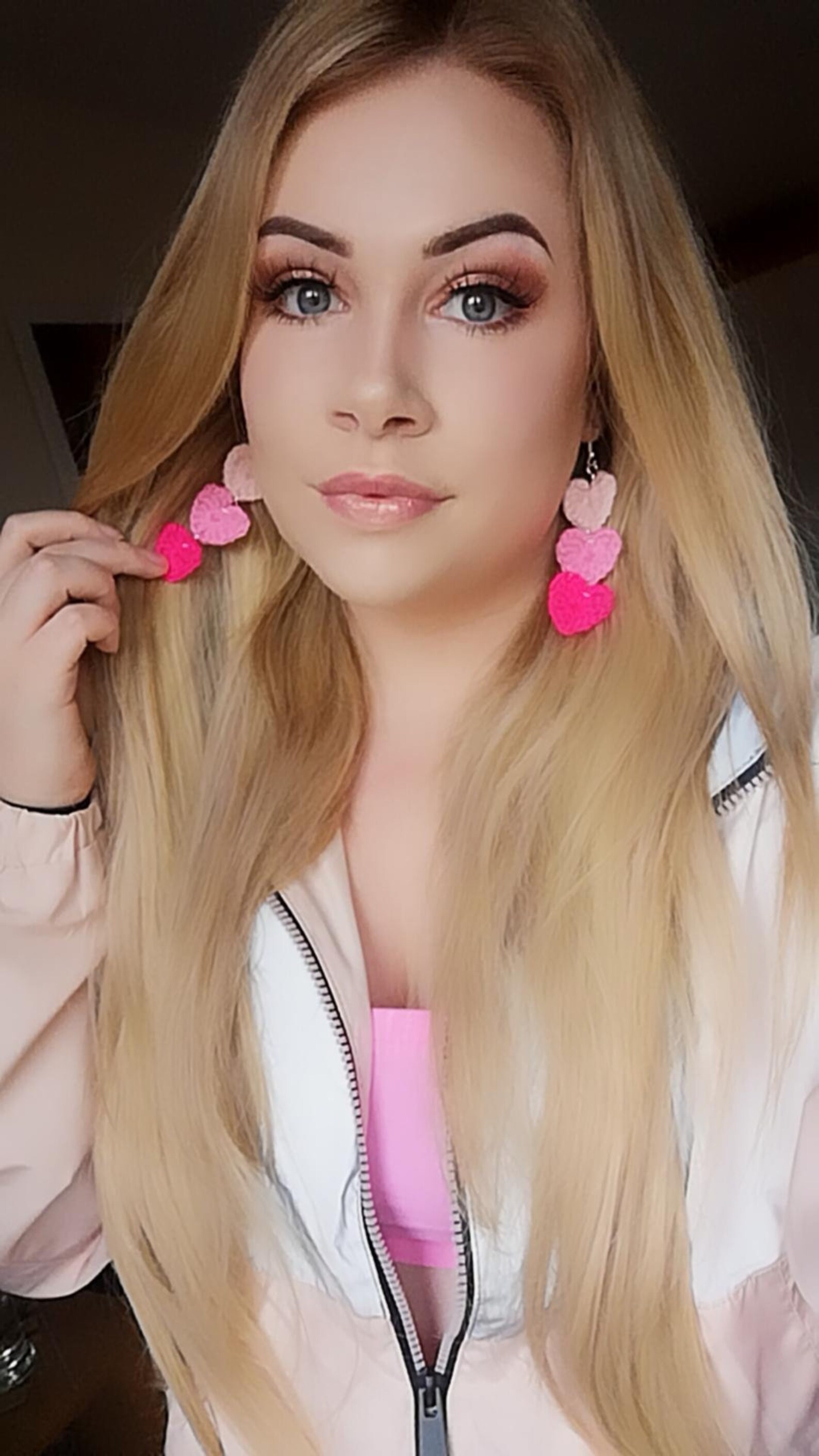 Pink Triple Heart Drop Crochet Earrings - Etsy