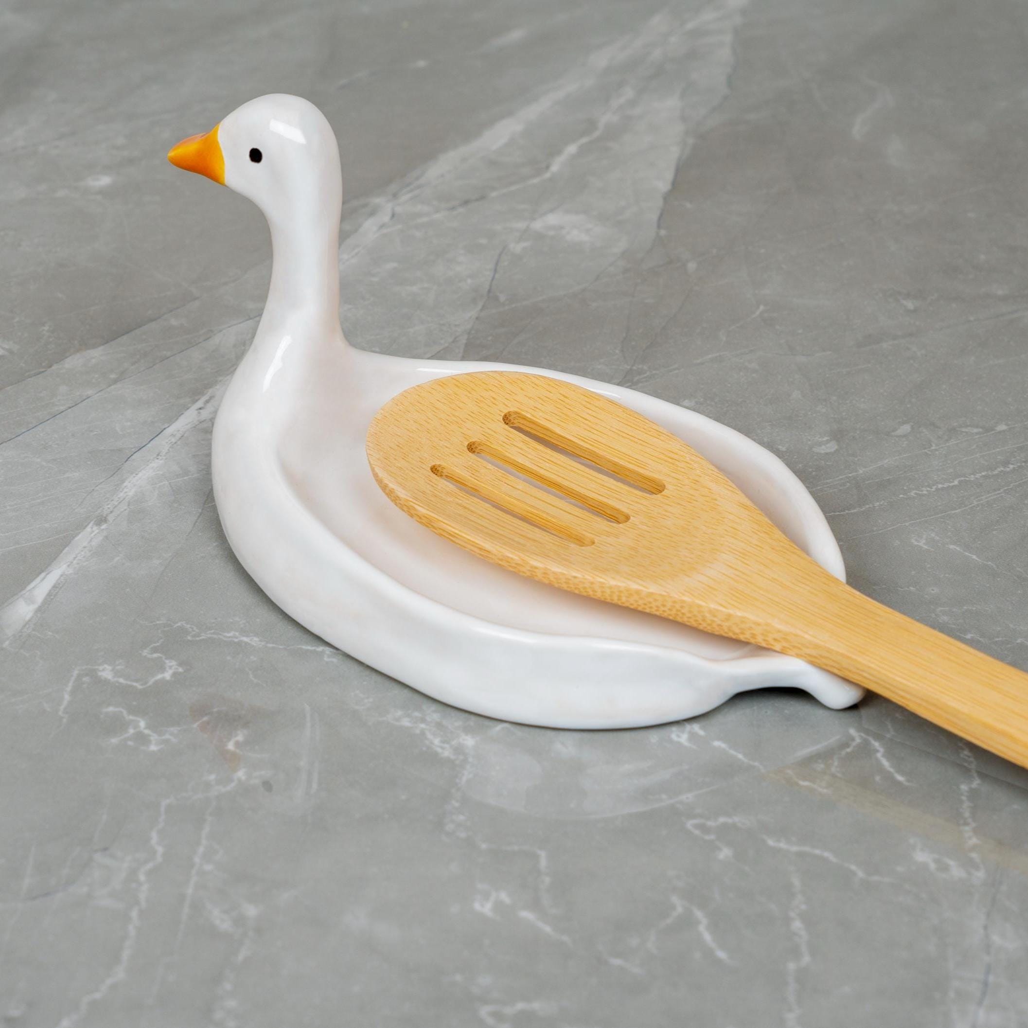 Goose Spoon Rest - White Duck Ceramic Kitchen Decor - Etsy