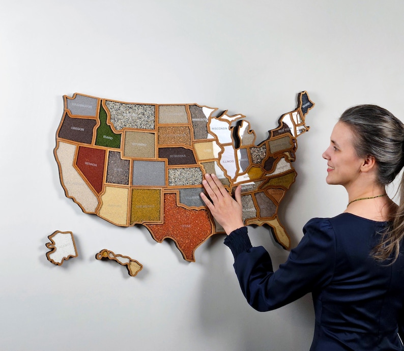 US Travel Map - Memory Shadow Box - Travel Gift - Wood Keepsake Map - Etsy