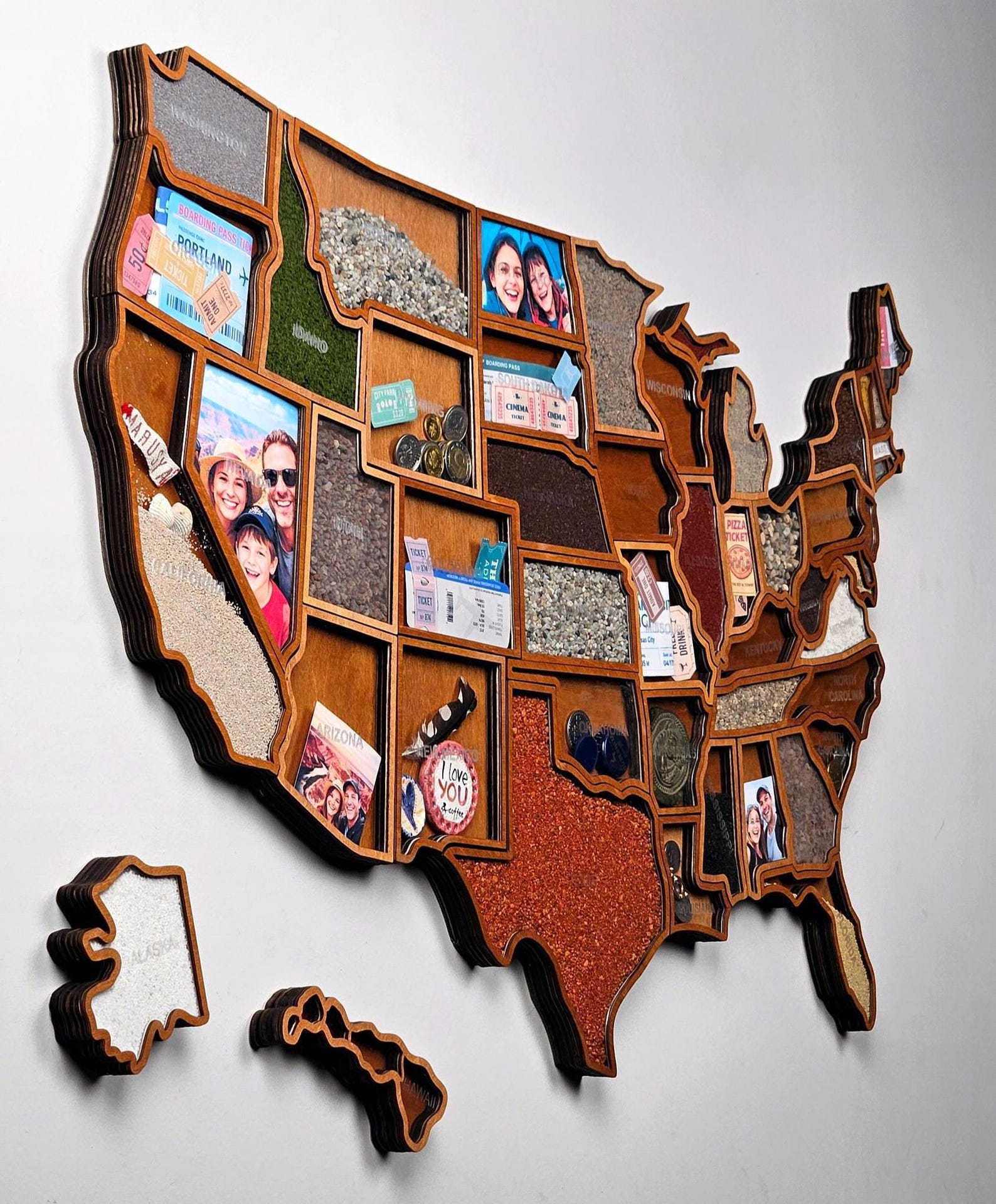 US Travel Map Shadow Box for Travel Memories, Display Stand - Etsy