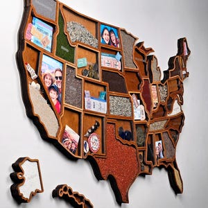 US Travel Map Shadow Box for Travel Memories, Display Stand - Etsy