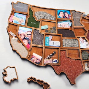 US Travel Map Shadow Box for Travel Memories, Display Stand - Etsy