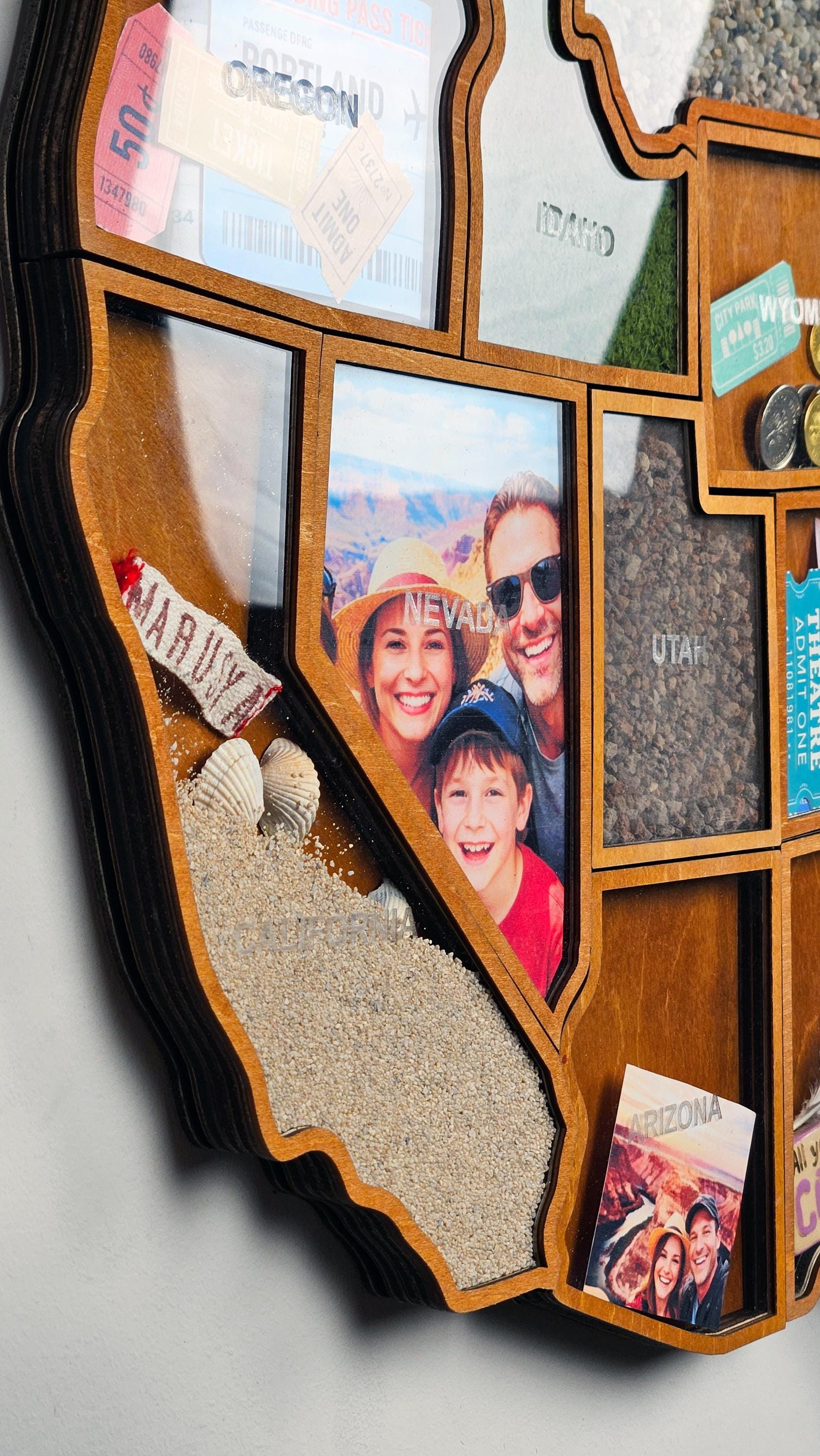 US Travel Map Shadow Box for Travel Memories, Display Stand - Etsy