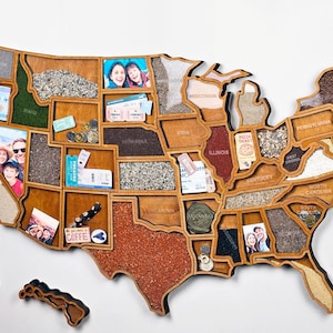 US Travel Map Shadow Box for Travel Memories, Display Stand - Etsy