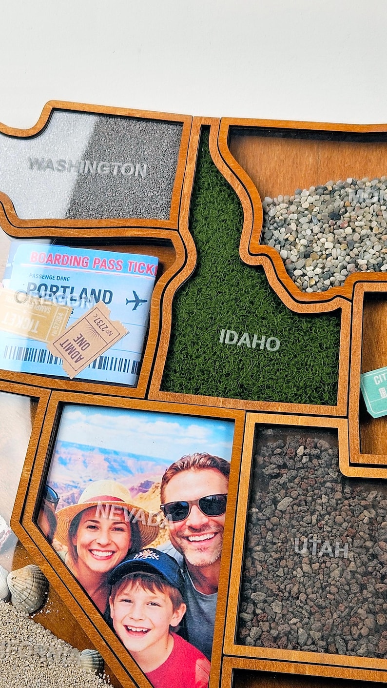 US Travel Map Shadow Box for Travel Memories, Display Stand - Etsy