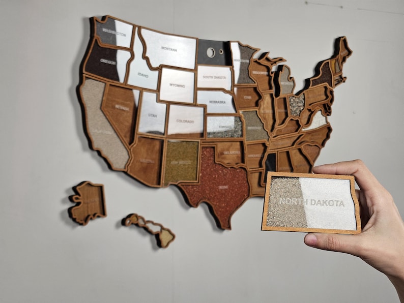 US Travel Map - Memory Shadow Box - Travel Gift - Wood Keepsake Map - Etsy