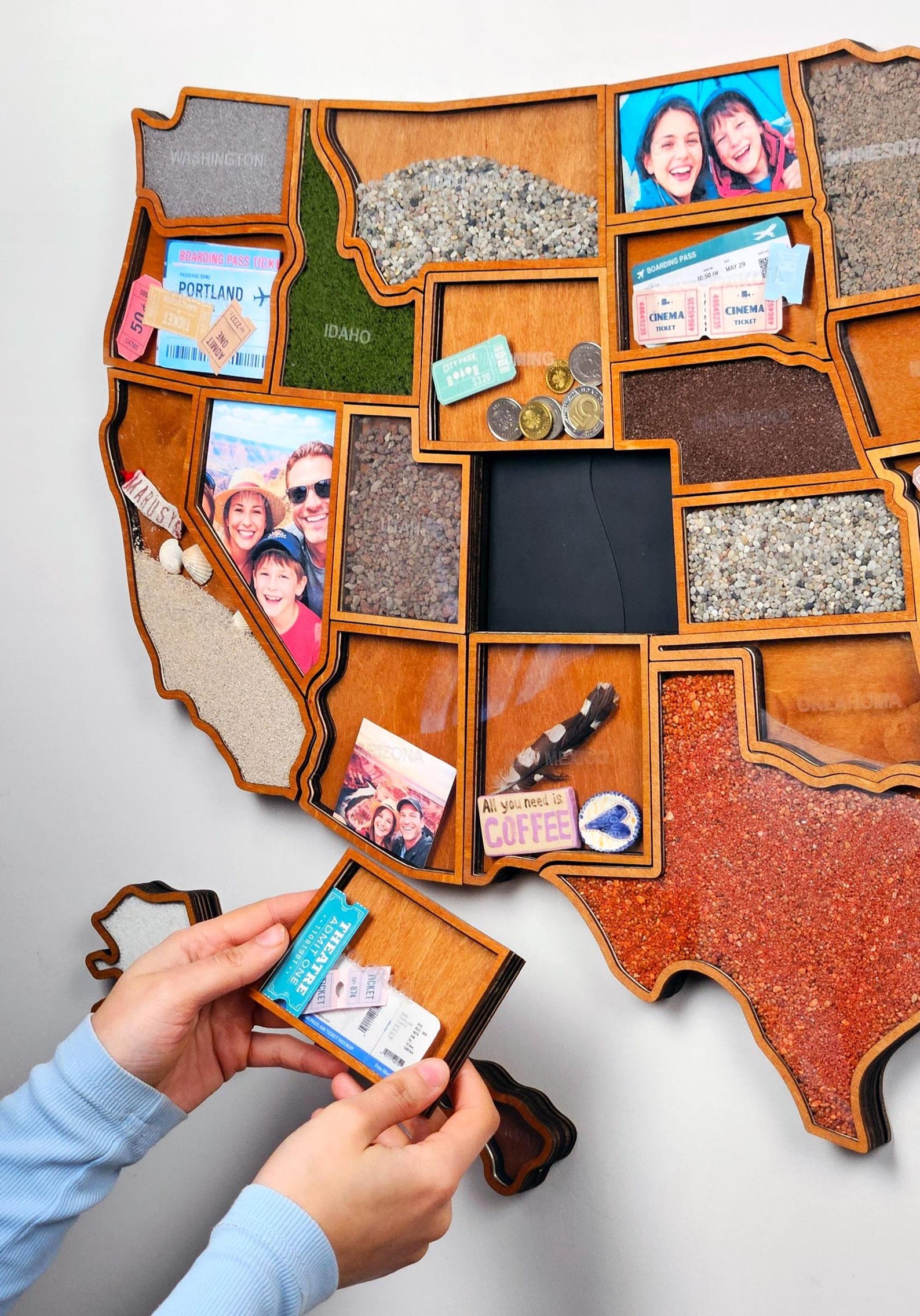 US Travel Map Shadow Box for Travel Memories, Display Stand - Etsy