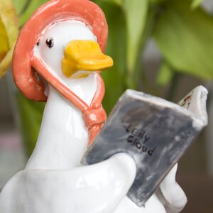Goose With Mushroom Book Figurine - Ceramic Art for Mushroom Lovers ...