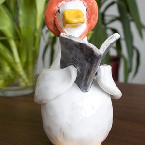 Goose With Mushroom Book Figurine - Ceramic Art for Mushroom Lovers ...