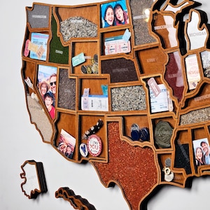 US Travel Map Shadow Box for Travel Memories, Display Stand - Etsy