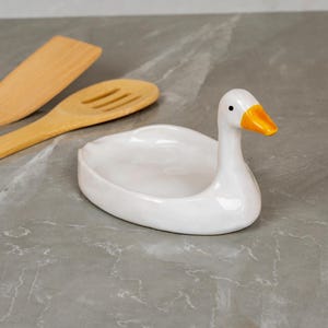 Goose Spoon Rest - White Duck Ceramic Kitchen Decor - Etsy