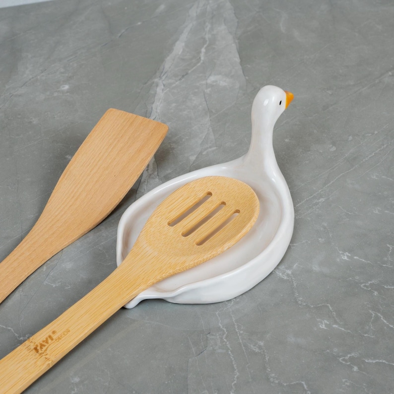Goose Spoon Rest - White Duck Ceramic Kitchen Decor - Etsy