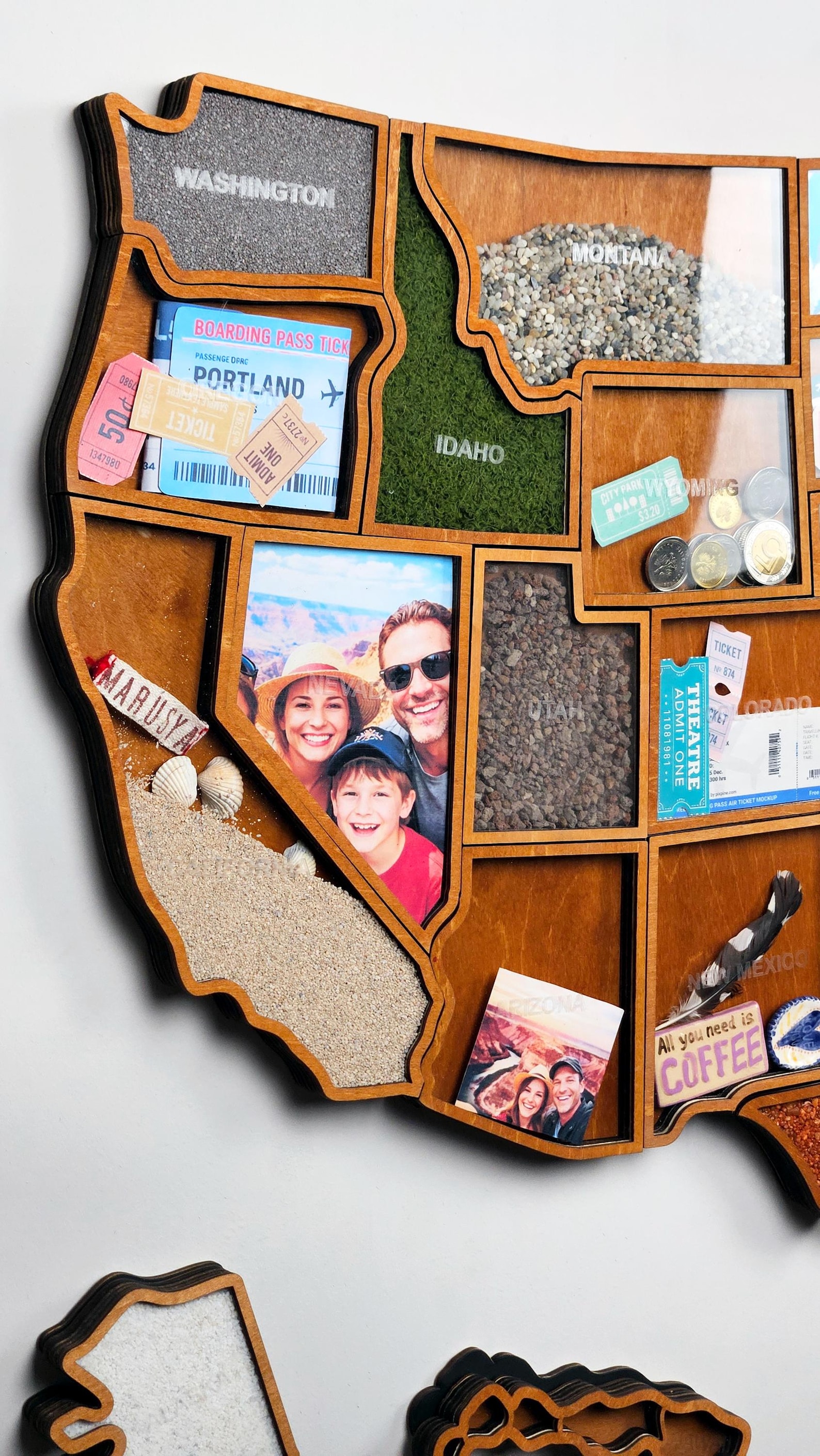 US Travel Map Shadow Box for Travel Memories, Display Stand - Etsy