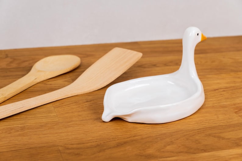 Goose Spoon Rest - White Duck Ceramic Kitchen Decor - Etsy