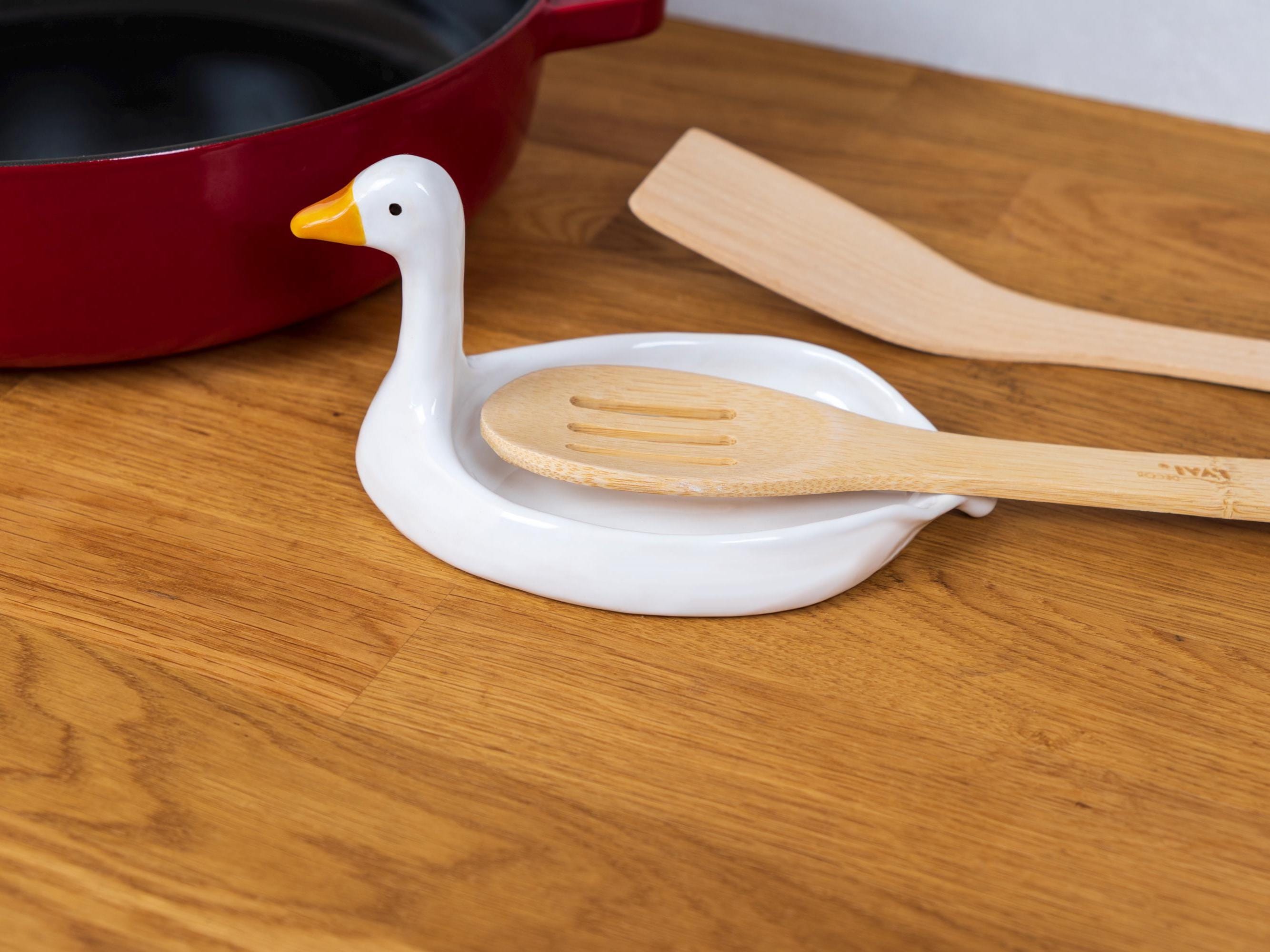 Goose Spoon Rest - White Duck Ceramic Kitchen Decor - Etsy
