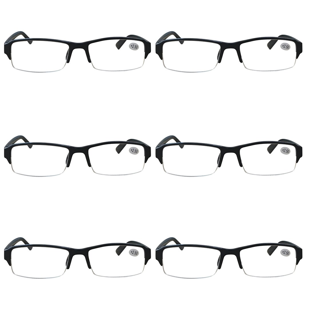 6 Packs Mens Unisex Rectangular Half Frame Reading Glasses - Etsy