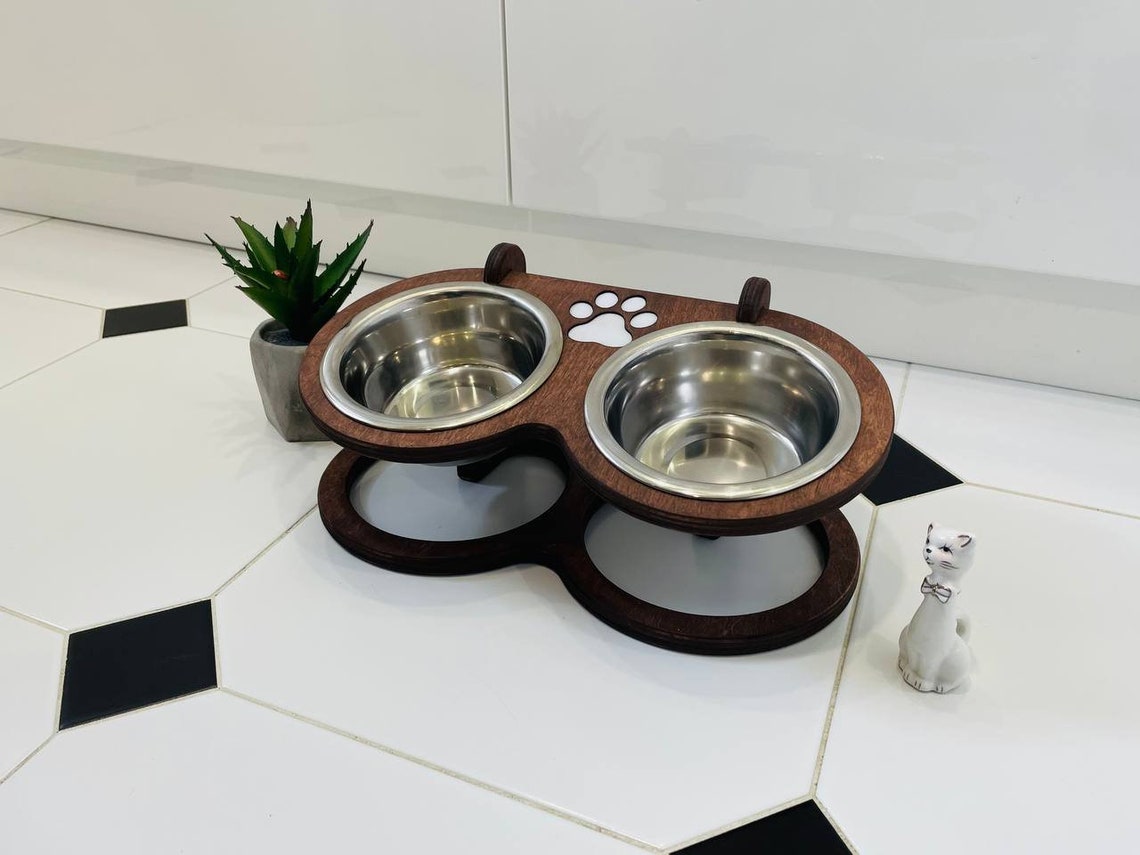 Modern Cat Furniture Elevated Cat Bowl Dog Bowl Stand Cat Bowl Stand ...