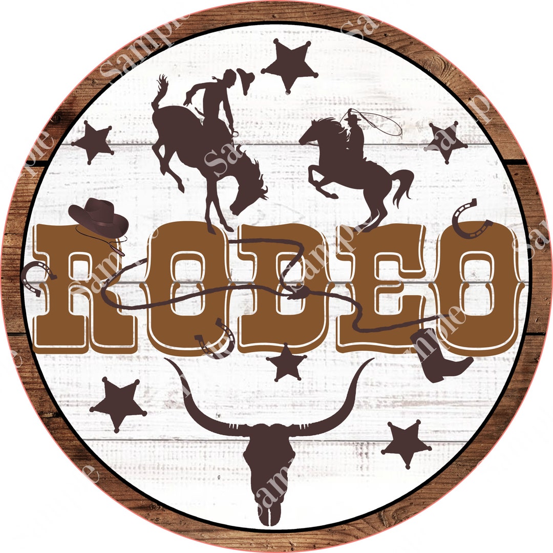 Western Rodeo Cowboy Sign - Rustic Sport Sign for Wreaths - Door Hanger ...