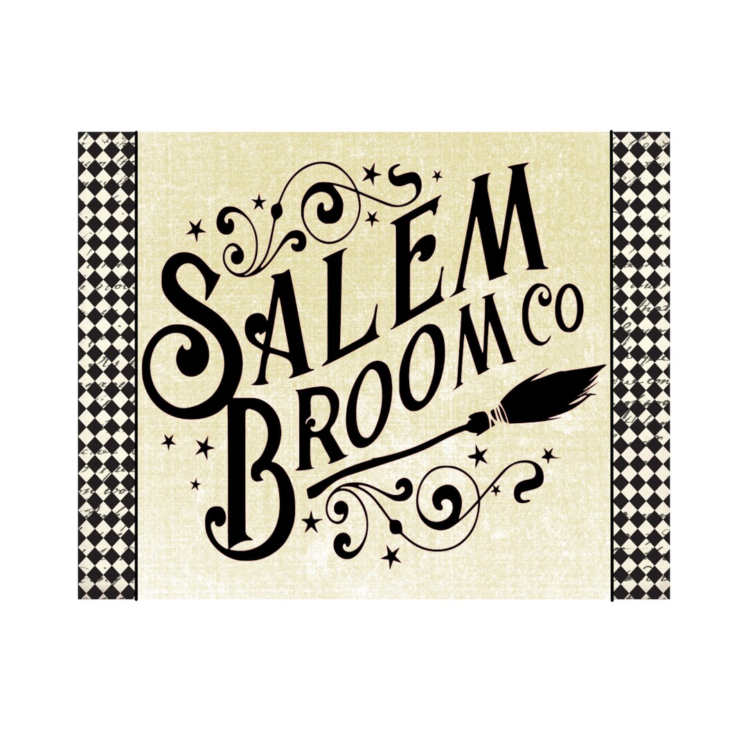 Salem Broom Co Vintage Halloween Sign - Halloween Decor - Wreath Sign ...