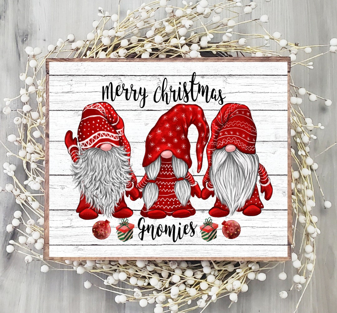 Merry Christmas Gnomies Holiday Sign - Christmas Gnome Sign for Wreaths ...