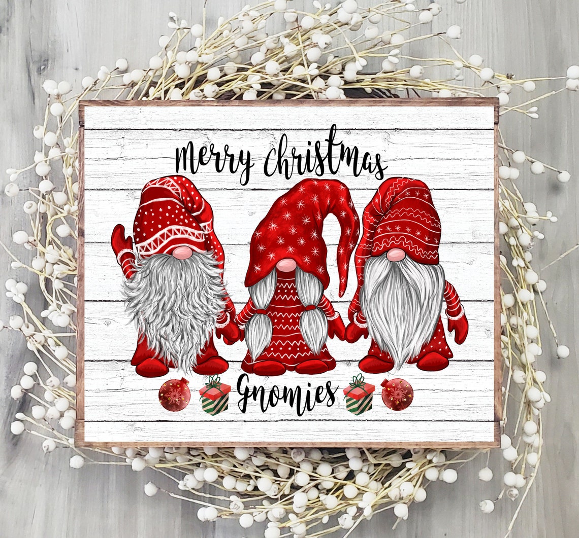 Merry Christmas Gnomies Holiday Sign Christmas Gnome Sign | Etsy