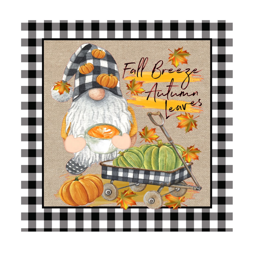 Hello Fall Gnome and Pumpkins Sign - Square Wreath Sign - Wreath ...