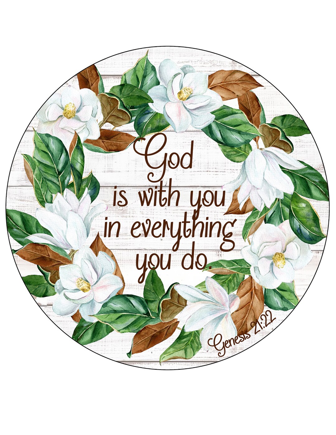 God is With You Inspirational Magnolia Sign | Scripture Sign ...