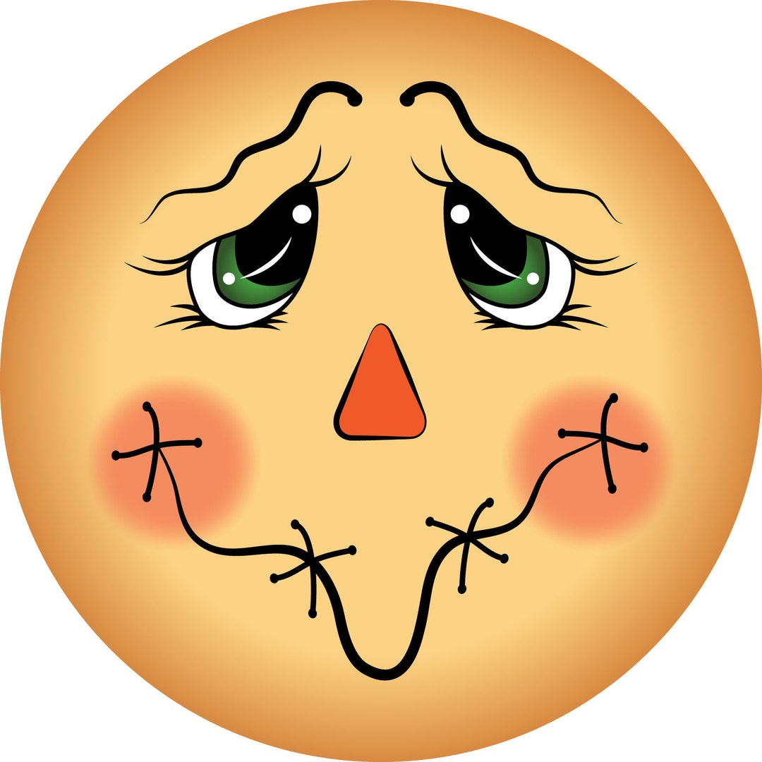 Fall Scarecrow Face #4 Sign, Fall Decor, Door Hanger, Wreath Sign ...