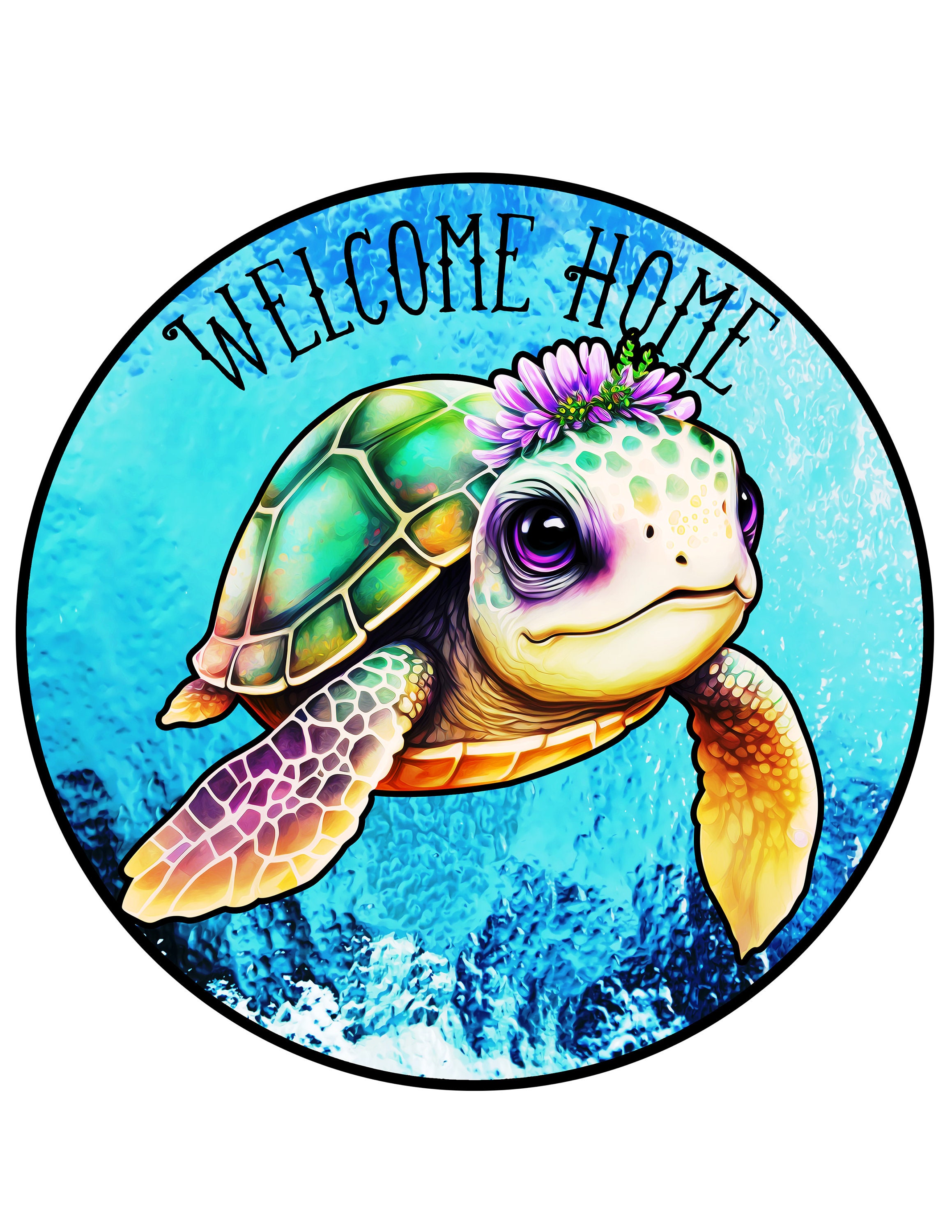 Faux Stained Glass Sign, Sea Turtle Wreath Sign, Door Decor, Signs for ...