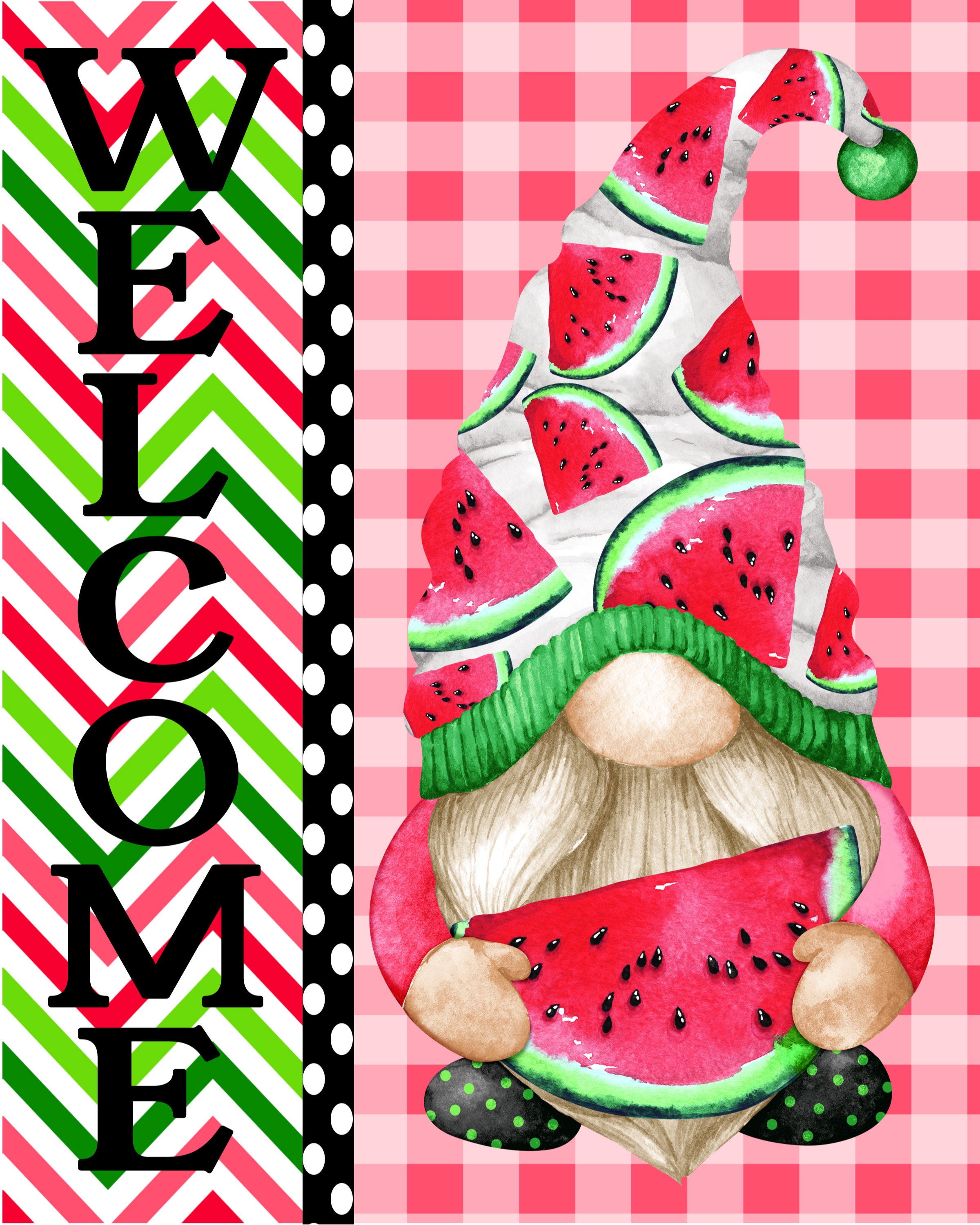 Welcome Watermelon Gnome Sign Summer Sign for Wreaths | Etsy
