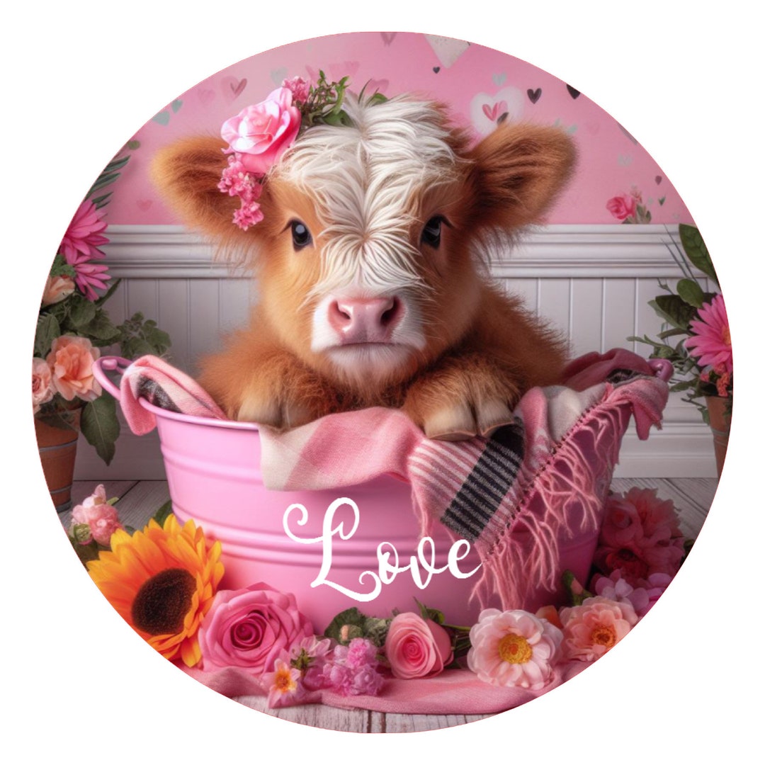 Valentine Highland Cow Sign | Valentine Door Hanger | Valentine Home ...