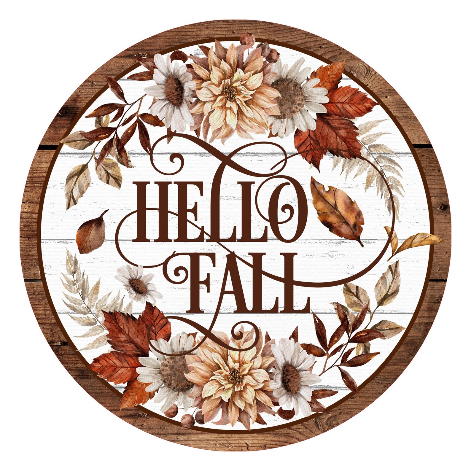 Hello Fall Pumpkin Sign Round Sign Craft Supplies - Etsy
