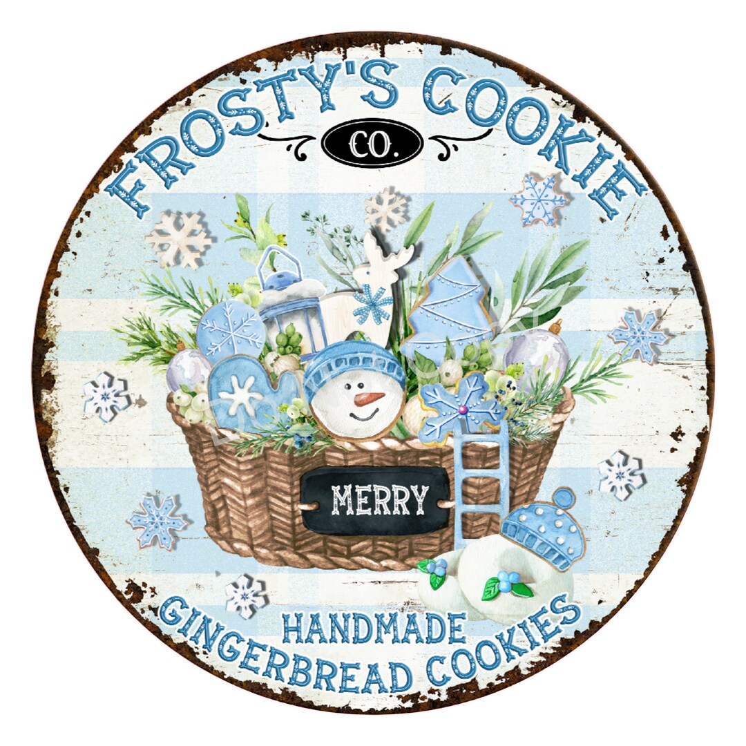Frosty's Cookie Winter Snowman Sign - Round Christmas Sign Wreaths ...