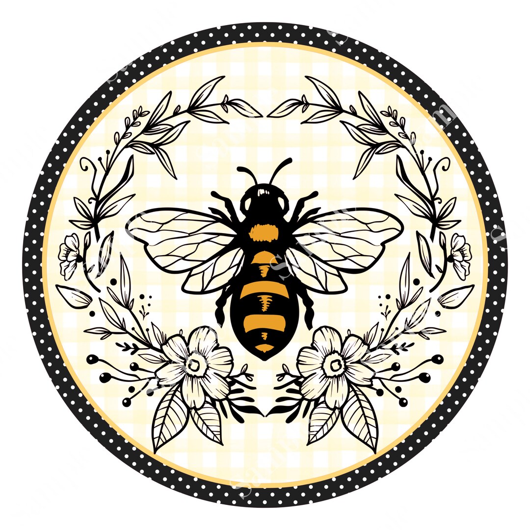 Bumble Bee Wreath Sign - Spring Summer Sign for Wreaths - Door Hanger ...