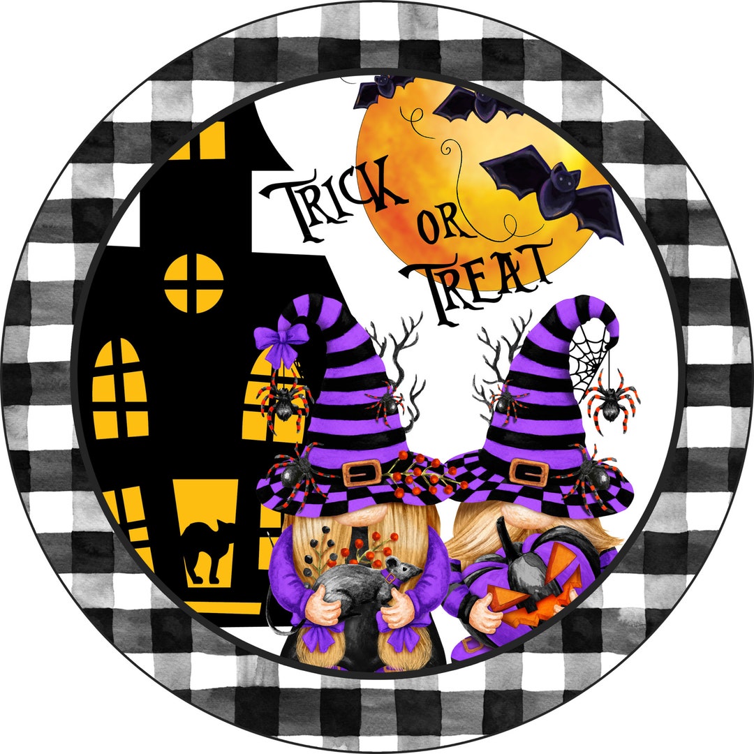 Trick or Treat Witch Gnome Halloween Sign - Wreath Supplies - Wreath ...