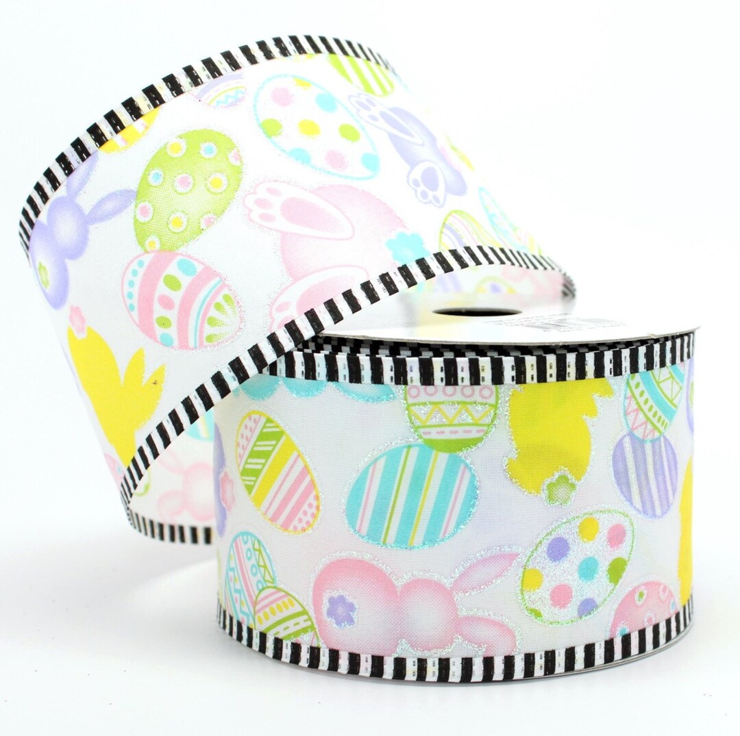 Easter Bunny Egg Ribbon Wired Ribbon Easter Ribbon Spring - Etsy